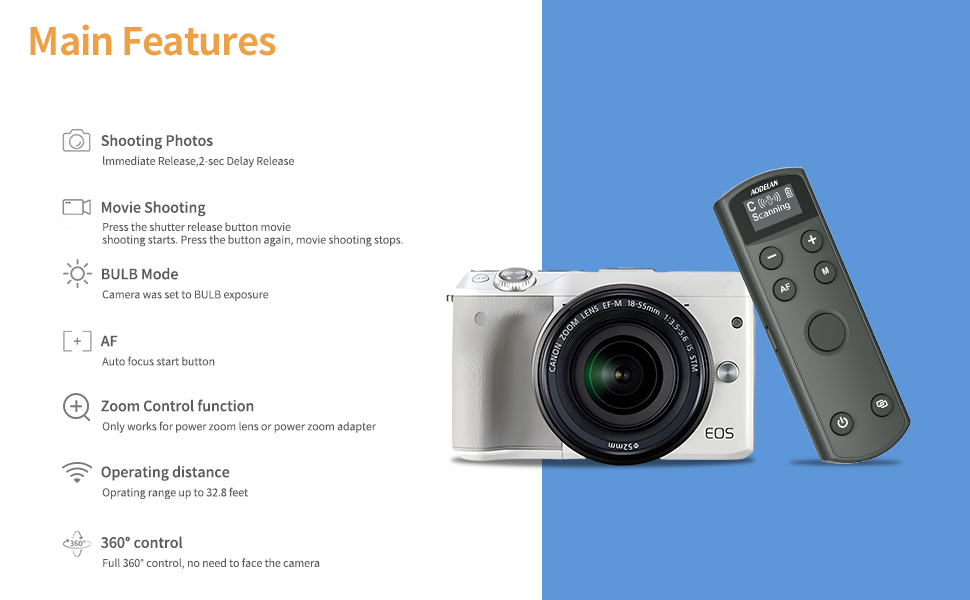 Amazon.com : for Canon Wireless Camera Remote Control - Aodelan Rechargeable Shutter Release ...