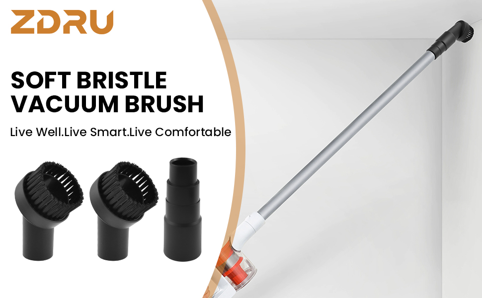 Amazon.com: ZDRU 2 Pcs Black Round Vacuum Brush, 1-1/4" Universal ...