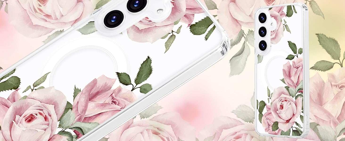 Amazon.com: Tcaraersing for Samsung Galaxy S24 FE Flower Case Magnetic [Compatible with MagSafe ...