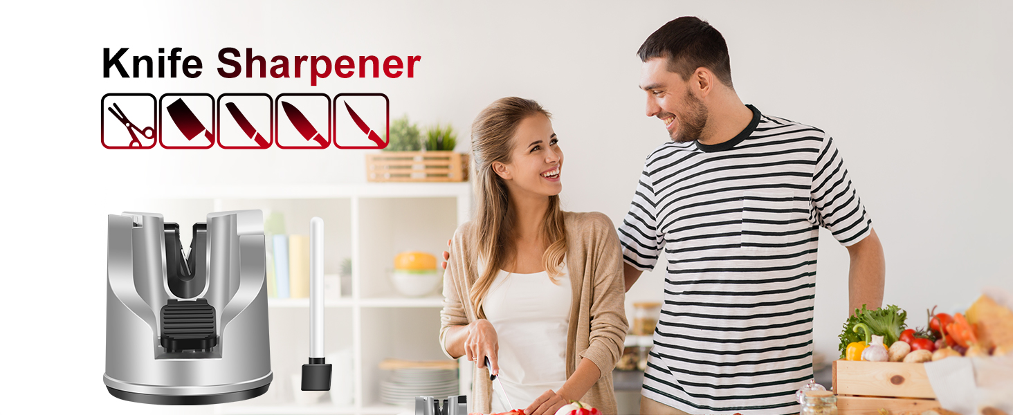 Vicalo Knife Sharpener - Adjustable Angle V-Shaped Slot Professional Sharpener for Straight ...