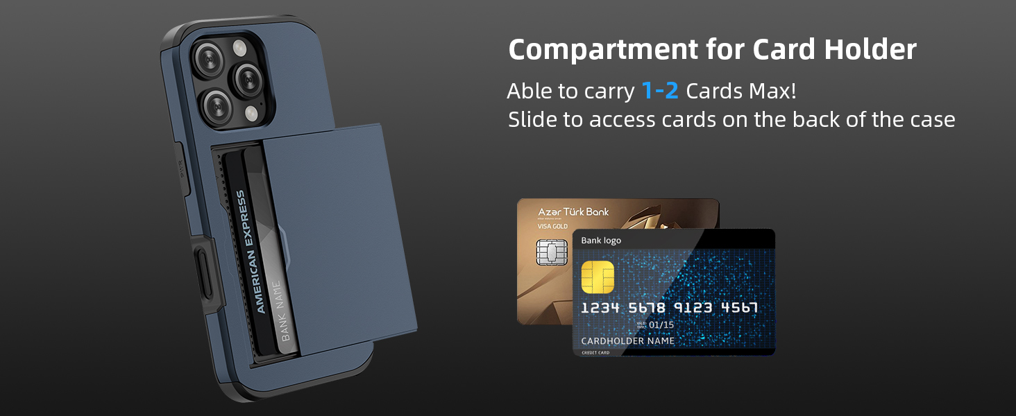 Amazon.com: Jiunai for iPhone 16 Pro Max Case Card Holder Wallet for 2 Cards Slide Hidden Pocket ...