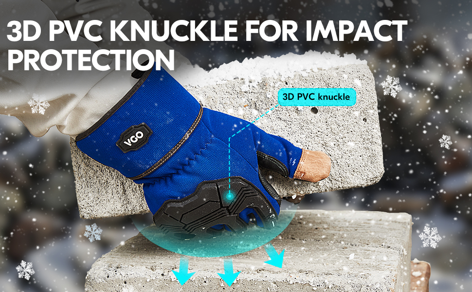 Vgo...… Winter Work Gloves Men,Leather Work Gloves,Anti-vibration,Mechanics Gloves,Abrasion ...