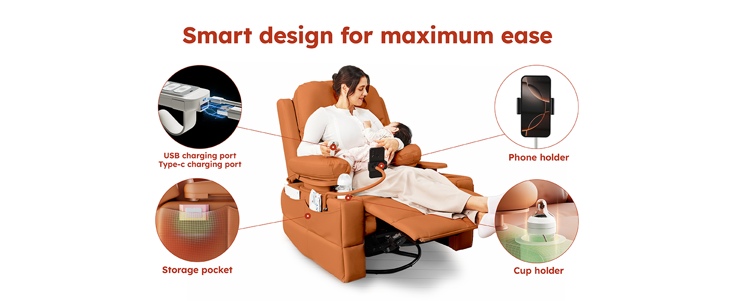 Amazon.com: MAMAZING Rocking Chair Nursery with Adjustable Armrests, Electric Glider Recliner ...