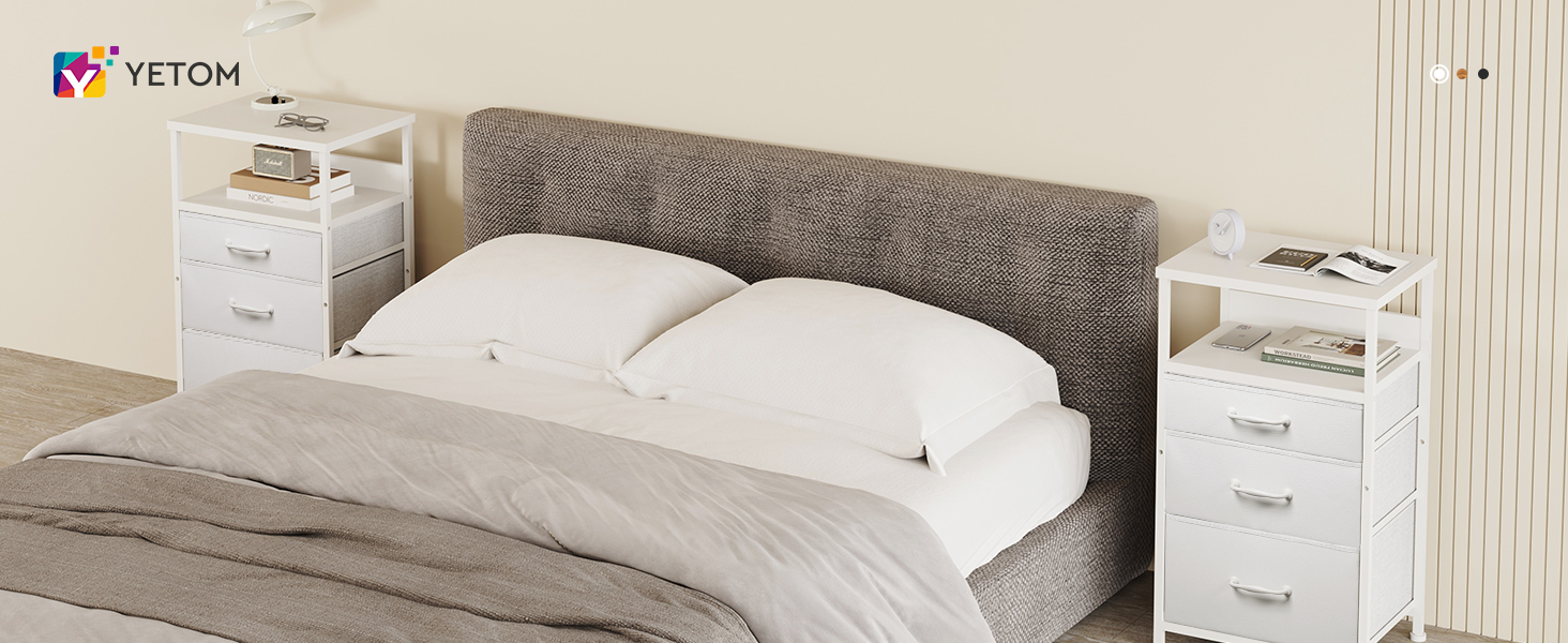 Amazon｜YeTom サイドテーブル サイドチェスト 洋服タンス 収納チェスト サイドチェスト 40*30*68.5cm 3つ引き出し付き 寝室 ナイトテーブル 北欧 4段 おしゃれ ...