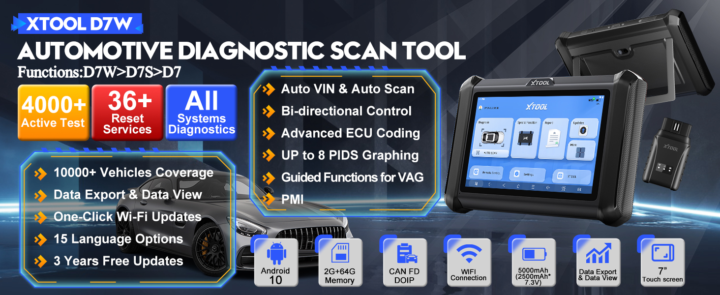 Xtool D7w Wireless Obd2 Scanner Diagnostic Tool 2025 Upgraded Ver Of D7