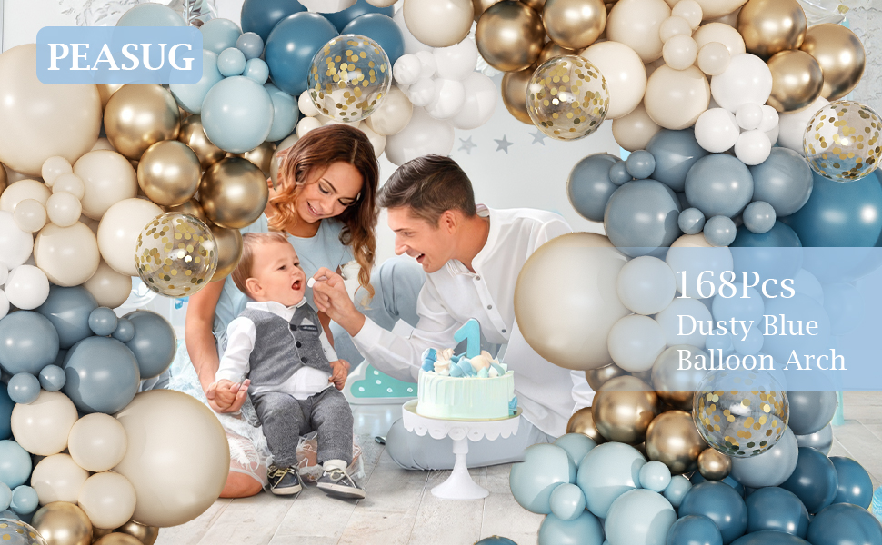 Amazon.com: PEASUG 168Pcs Dusty Blue Balloon Arch Garland Kit, Slate Fog Baby Blue Sand White ...