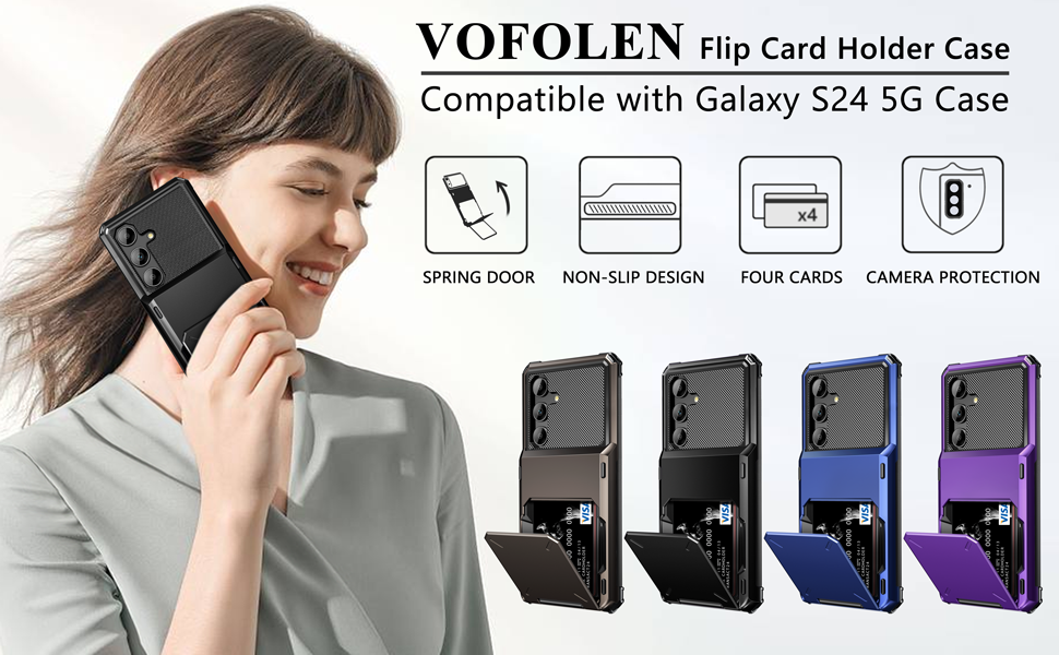 Amazon.com: Vofolen for Samsung Galaxy S24 Wallet Case with Card Holder, 4-Card Dual Layer Heavy ...