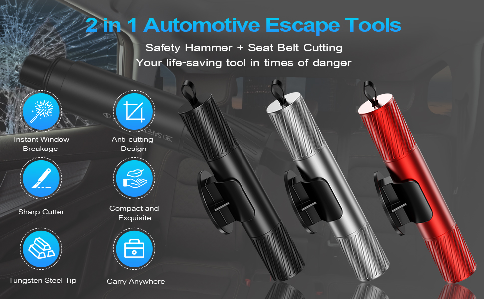 Amazon.com: Window Breaker Seatbelt Cutter, Life Hammer Car Escape Tool and Seatbelt Cutter ...