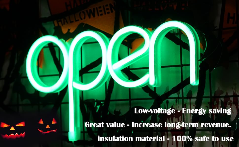 Open LED Neon Signs Light Business Hours Sign,Powered by USB Cord or AAA Batteries Shop Window ...