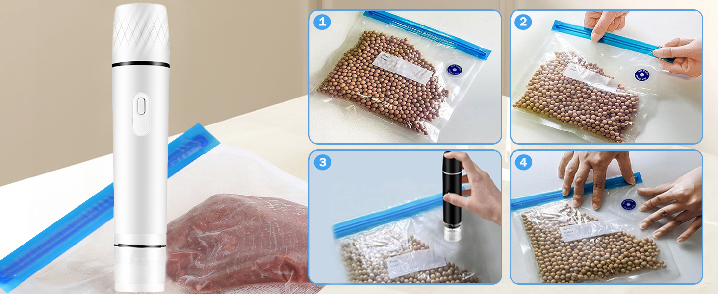 Handheld Vacuum Food Sealer,Portable Food Vacuum Sealer Machine,Rechargeable Mini Electric ...