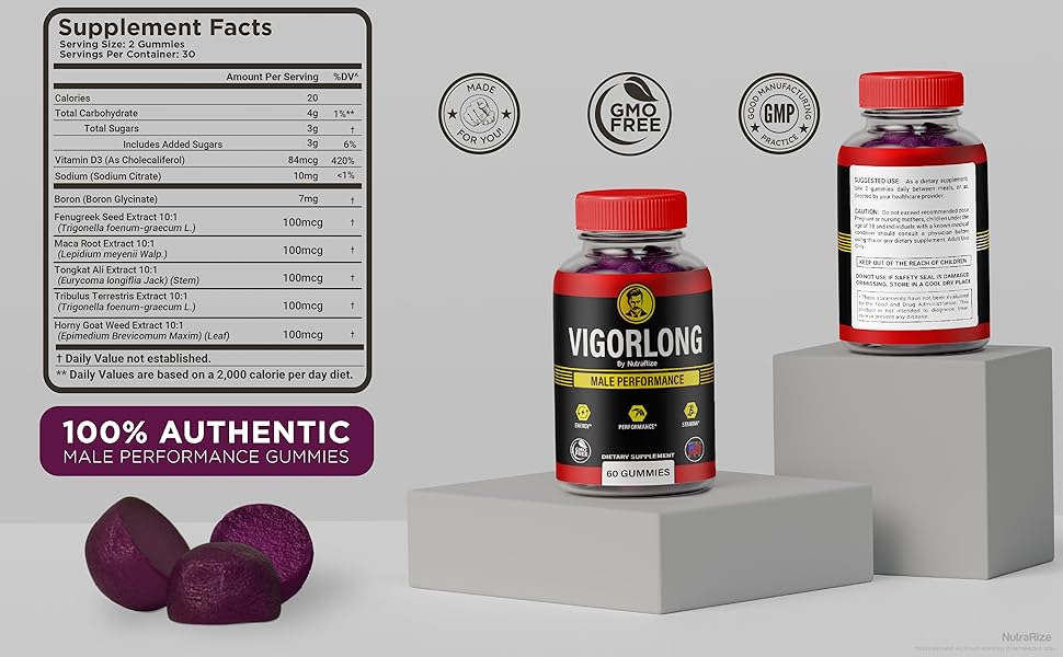 Amazon.com: NutraRize VigorLong Male Gummies, Official VigorLong Gummies for Men, Premium ...