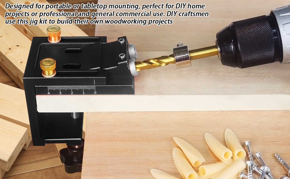 HFM Pocket Hole Jig Tool Kit for Carpentry, Pocket Hole Drill Guide Jig ...