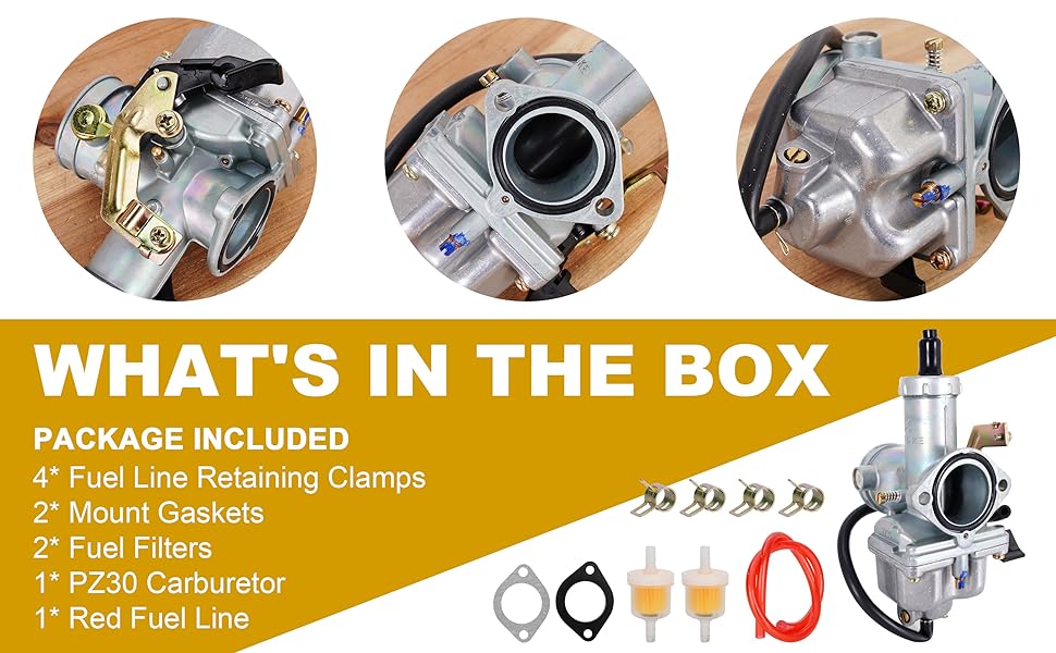 Amazon.com: PZ30 Carburetor for 125cc 150cc 200cc 250cc 300cc ATV Dirt Bike Go Kart, 30mm Cable ...