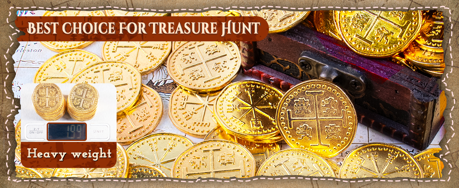 Metal Pirate Coins, 30 Gold Treasure Coins Set, Metal Replica Spanish ...