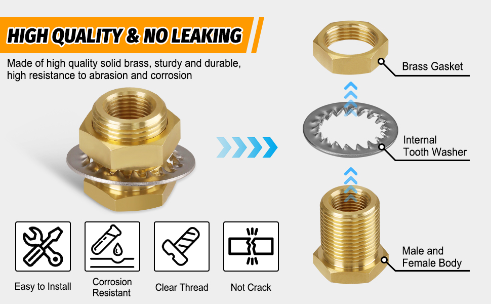 Amazon.com: KOOTNAS 2-Pack Solid Brass Bulkhead Fittings, 3/8 NPT Taper Female 1" Straight Male ...