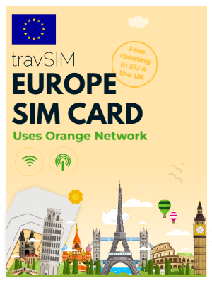 travSIM Europe SIM Card | Orange Network | 12GB Data with 4G/5G speeds | Calls + Texts | Use in ...