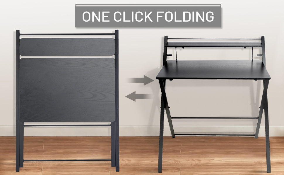 Amazon.com: Folding Desk 2-Tier Foldable Table Space Saving Computer ...