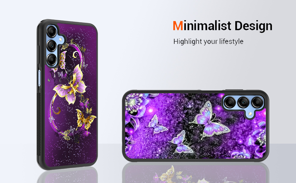 Amazon.com: OOK Compatible with Samsung Galaxy A15 Case Glitter Purple Butterfly Nebula Space ...