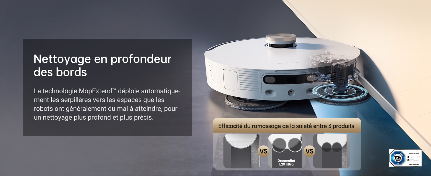 dreame L20 Ultra Robot Aspirateur Laveur avec Technologie MopExtend, démontage, Levage et Auto ...