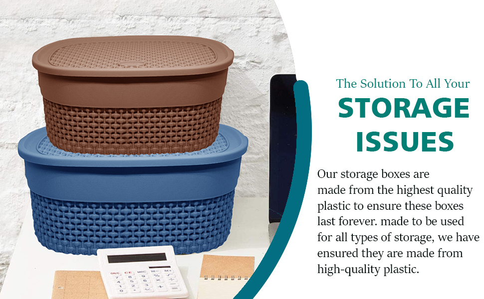 (Set of 2) 4L Litre Multipurpose Plastic Storage Basket with Lid ...