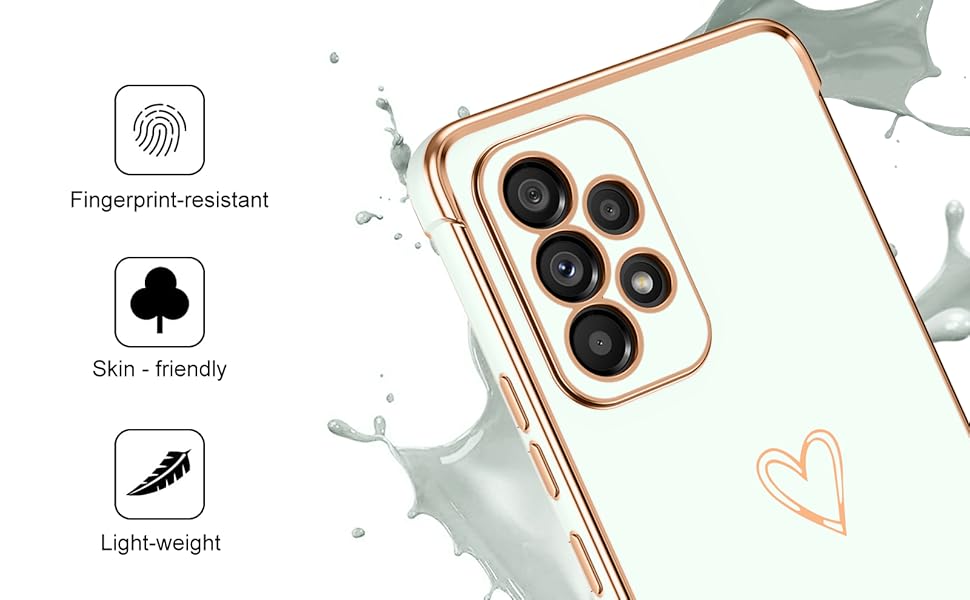 GUAGUA for Galaxy A53 Case Samsung A53 Case 5G Cute Heart Pattern Soft TPU Plating Cover for ...