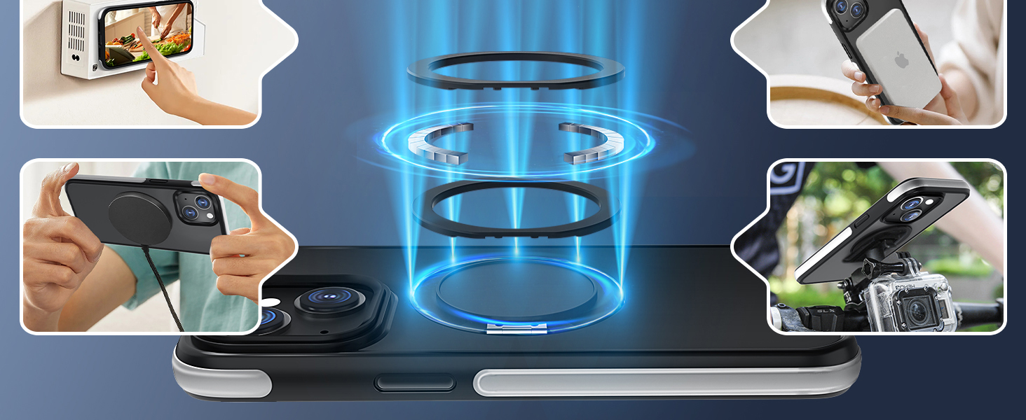 Amazon.com: LAUDTEC Air-Filled Bumper Case for iPhone 15 with Stand, 360° Rotatable Magnetic ...