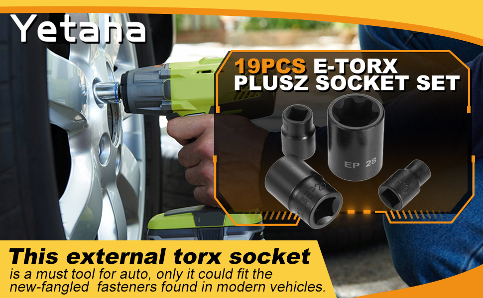 Amazon.com: Yetaha 19-Piece External Torx Plus Socket Set - 6 & 5 Point EP Sockets (EP4-EP32 ...