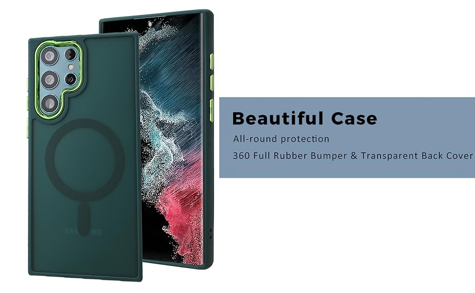 Amazon.com: YmhxcY for Galaxy S22 Ultra 5G Case [Wireless Charging] [Compatible with Magsafe ...