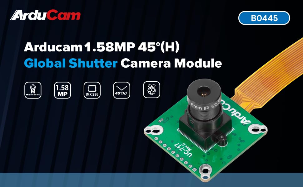 Amazon.com: Arducam for Raspberry Pi Camera Module 60fps Global Shutter 1.58MP IMX296 Camera ...