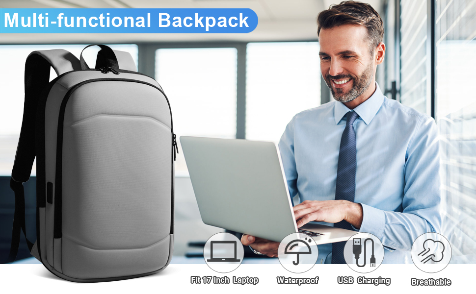 Amazon.com: hk Slim Expandable Waterproof Travel Laptop Backpack with USB Charger Port Anti ...