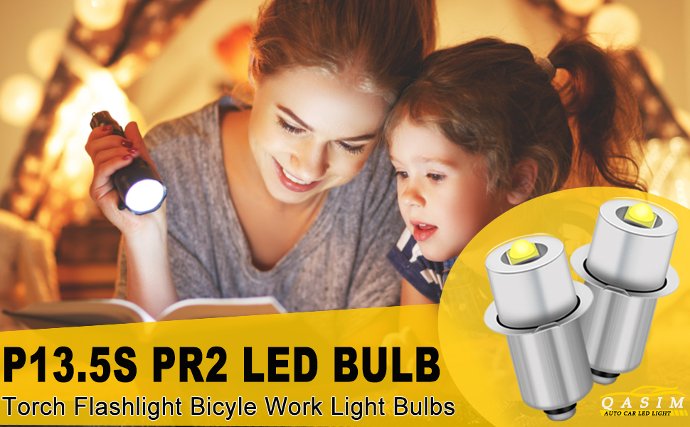 Amazon.com: Qasim P13.5S LED Flashlight Bulb AC DC 6V-24V 3W LED White 7500K Super Bright Torch ...