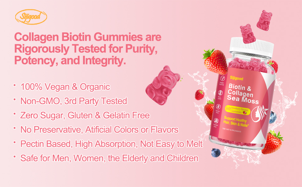 Amazon.com: Vegan Collagen Gummies with Biotin, Sea Moss, Keratin, Hyaluronic Acid, Vitamin for ...