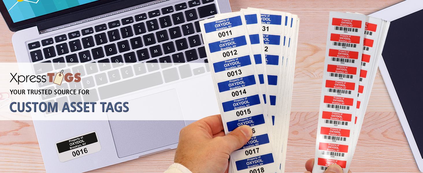 Amazon.com : XpressTags 0.75"x1.5" Custom Asset Tags with Consecutive/Serial Number, Fixed ...