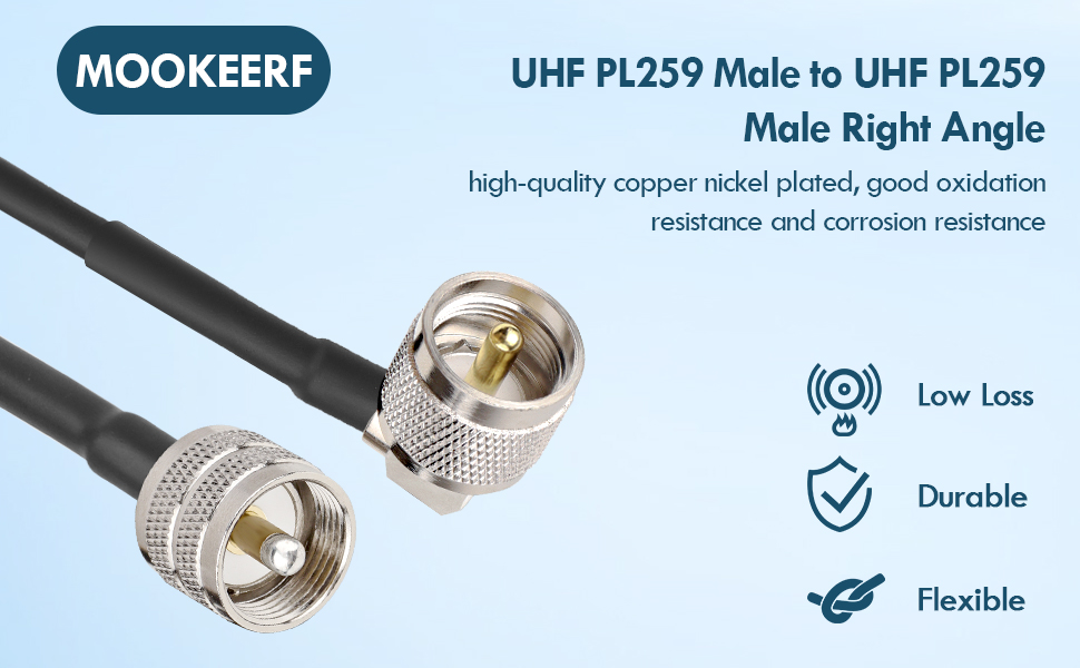 Amazon.com: MOOKEERF CB Coax Cable - 2PCS 1FT RG58 UHF PL-259 Male to Male Right Angle Coaxial ...
