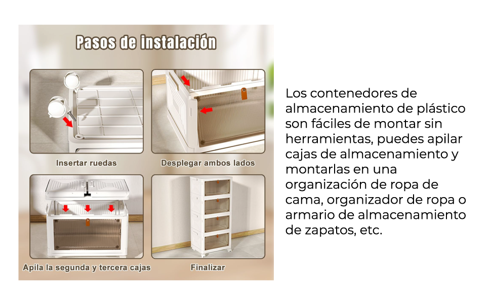 E T EASYTAO Cajas de Almacenamiento, 4 Niveles Contenedores de ...