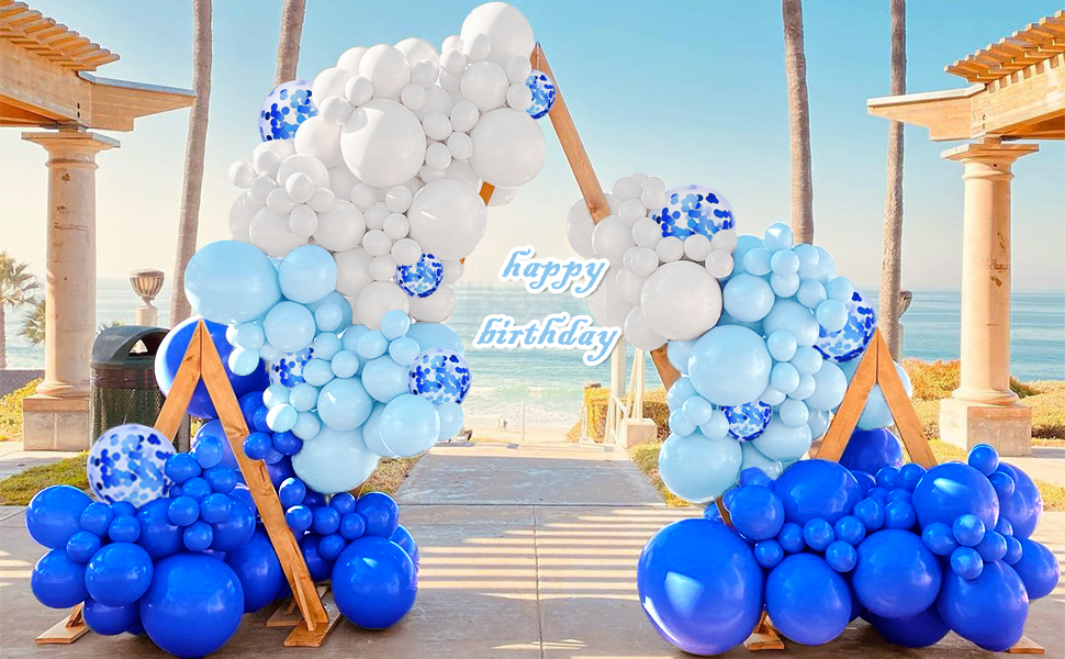 Amazon.com: Blue White Balloon Arch Kit - 126Pcs White Baby Blue Royal Blue Confetti Balloons ...