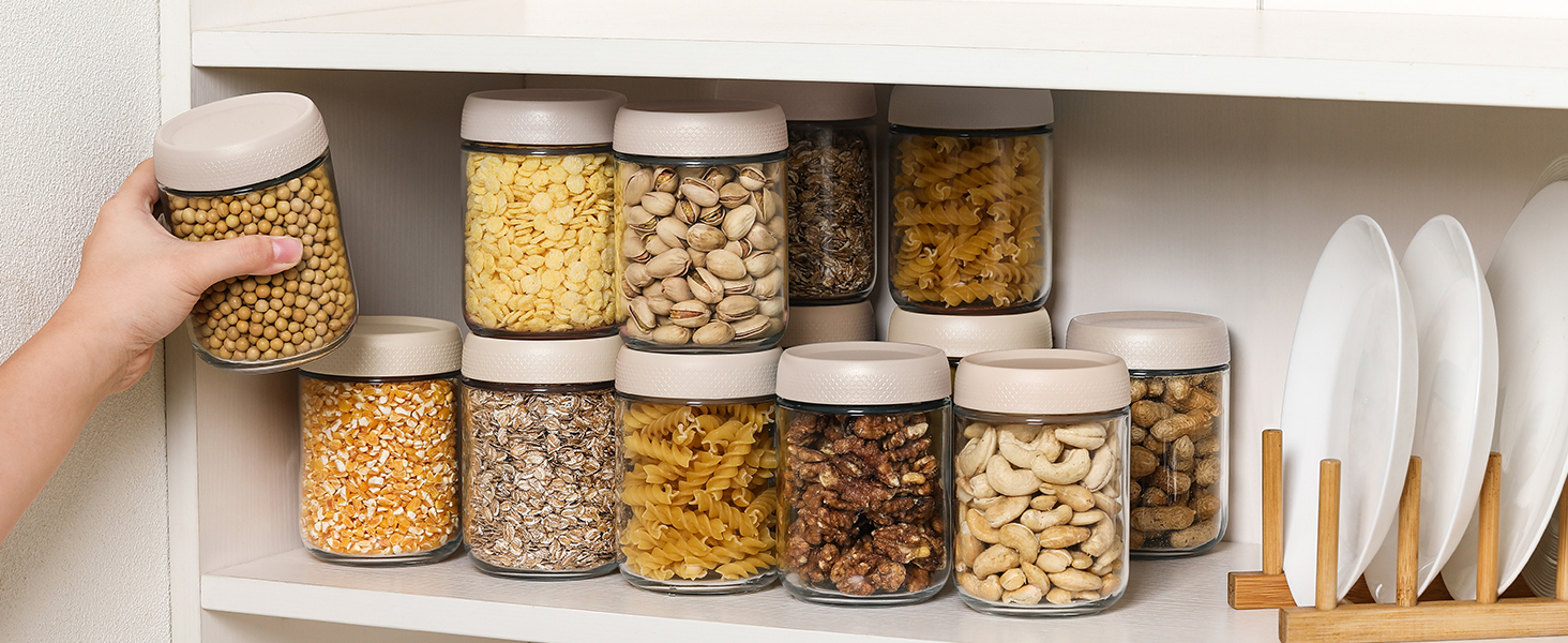 Amazon.com: NETANY 6-pack 16oz Glass jars with Airtight Lids, Overnight Oats Containers with ...