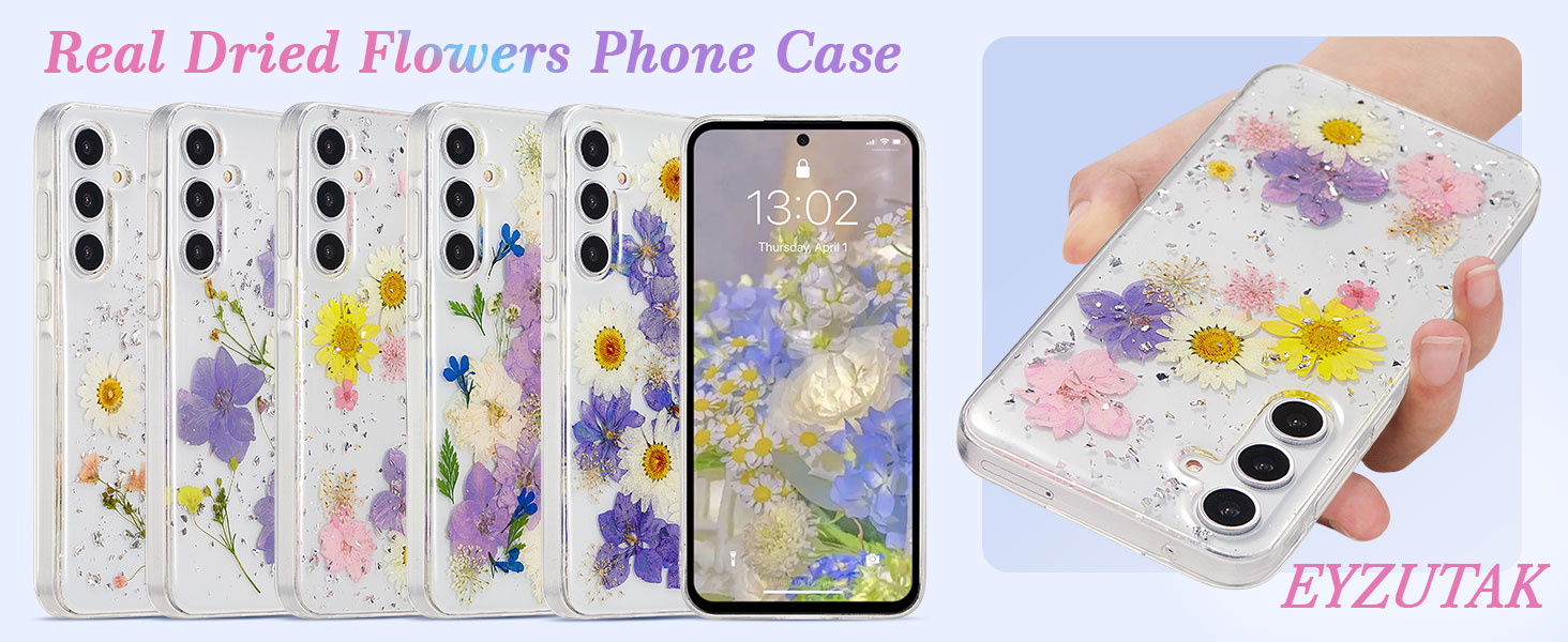 Amazon.com: EYZUTAK Case for Samsung Galaxy S25, Bling Glitter Sequin Handmade Real Dried ...