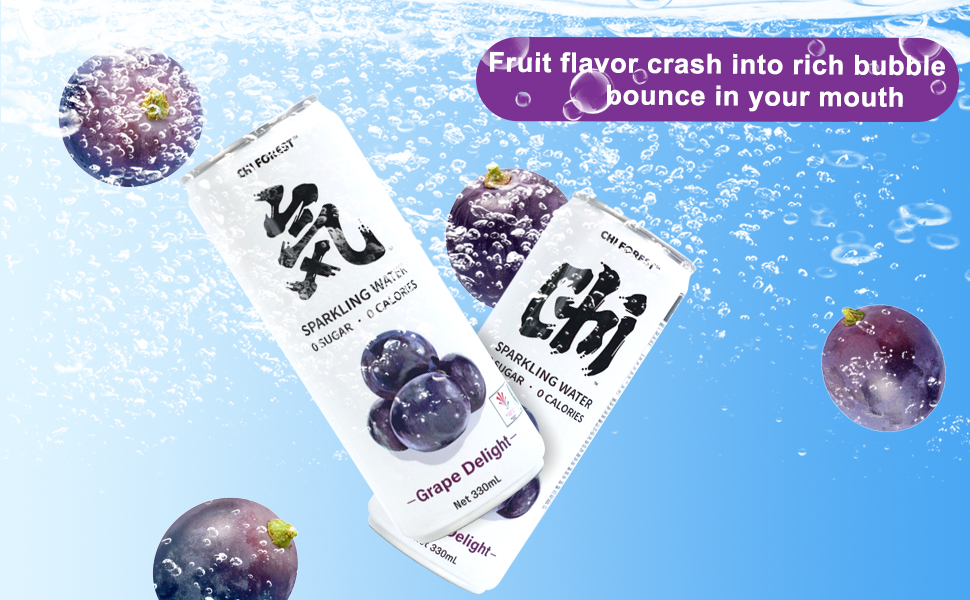 Amazon.com: CHI FOREST Grape Sparkling Water 24 Cans, Flavored Sparkling Water, 0 Sugar and 0 ...