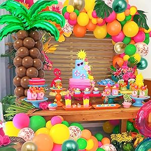 Amazon.com: SNLN 178Pcs Tropical Luau Balloons Arch Garland Kit Hawaiian Party Decorations with ...