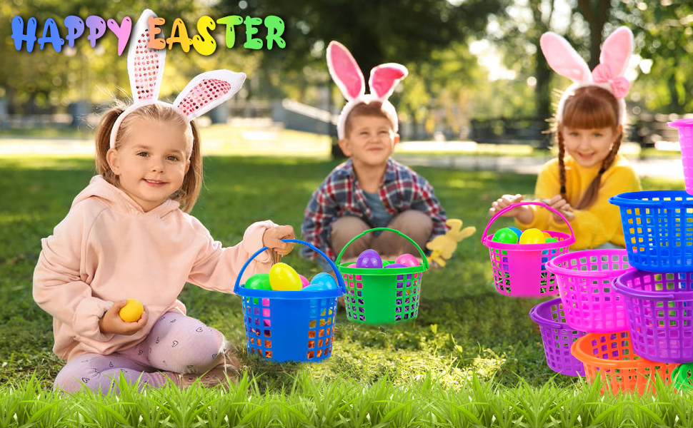Amazon.com: Evoio Easter Baskets, 24 Pack Plastic Easter Baskets Bulk ...
