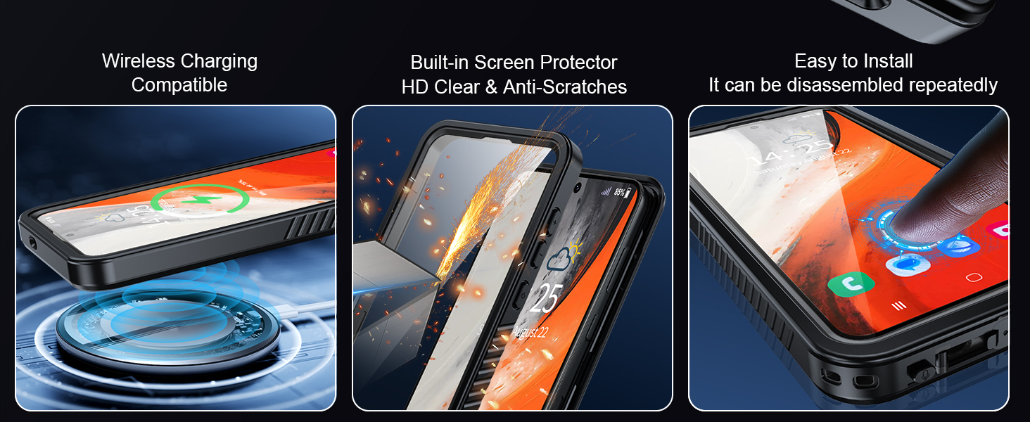 Amazon.com: AMILIFECASES for Samsung Galaxy S24 Case, IP68 Waterproof with [Built-in Screen ...