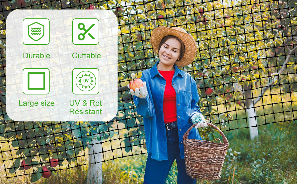 Foreverup Garden Netting, 2.1m x 15m Bird Netting for Garden with Cable Ties, Reusable Garden ...