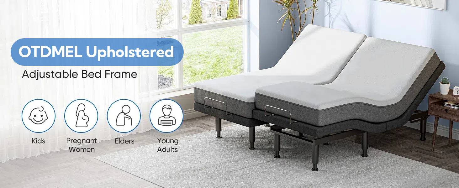 Amazon.com: OTDMEL Split King Adjustable Bed Frame with Adjustable Legs, Electric Bed Base Frame ...