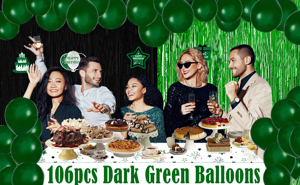 Amazon.com: Dark Green Balloons,106 pcs Hunter Green Balloons Different Sizes Pack of 18 12 10 5 ...