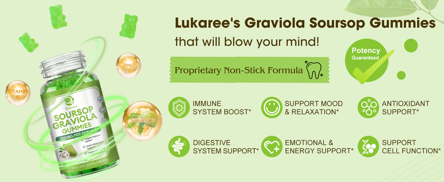 Amazon.com: (2 Pack) Soursop Graviola Gummies - 2000mg Extra Strength Soursop Leaves Extract w ...