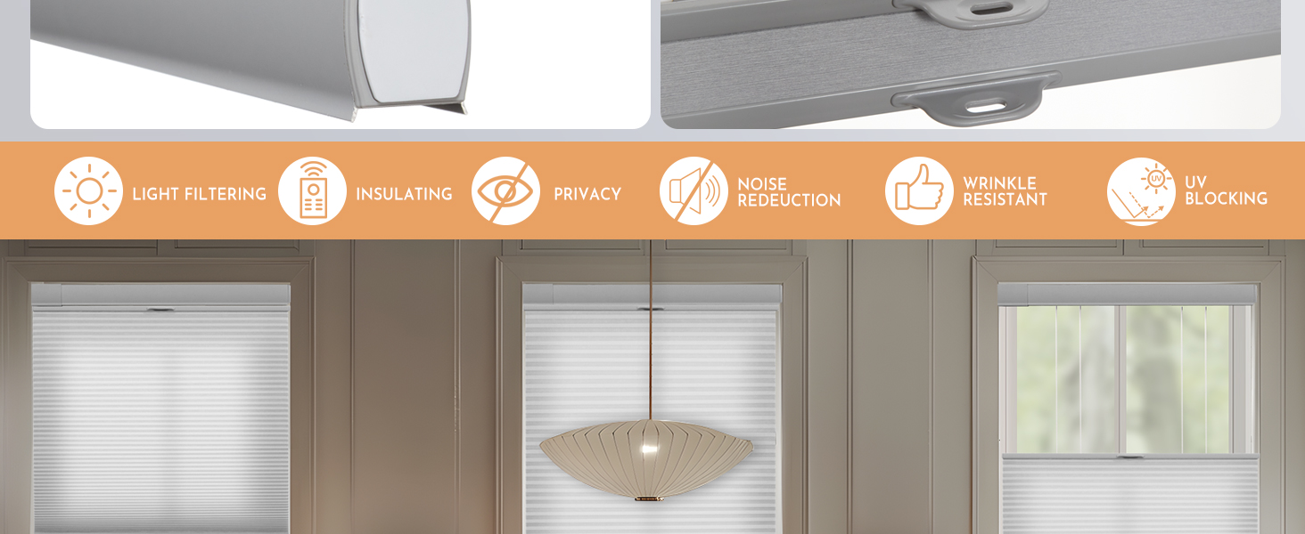 Amazon.com: No Drill No Tools Cellular Shades for Windows, Top Down ...