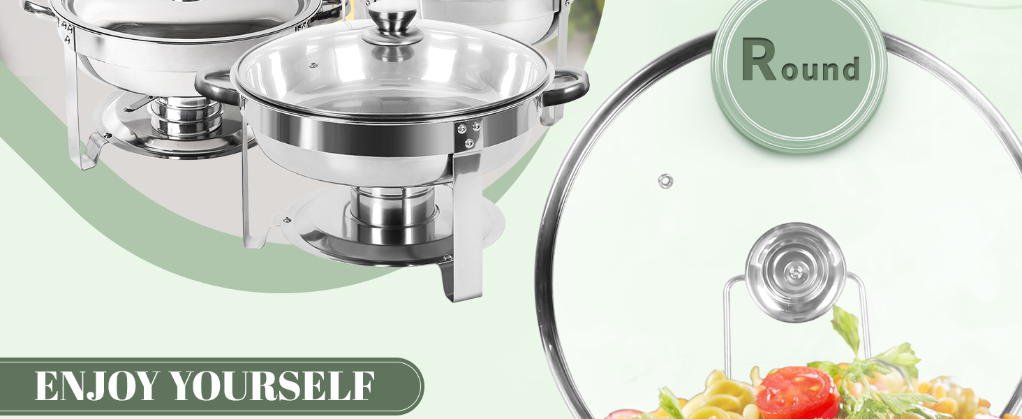 Amazon.com: IMACONE Chafing Dish Buffet Set of 4, 5QT Round Stainless Steel Chafer for Catering ...