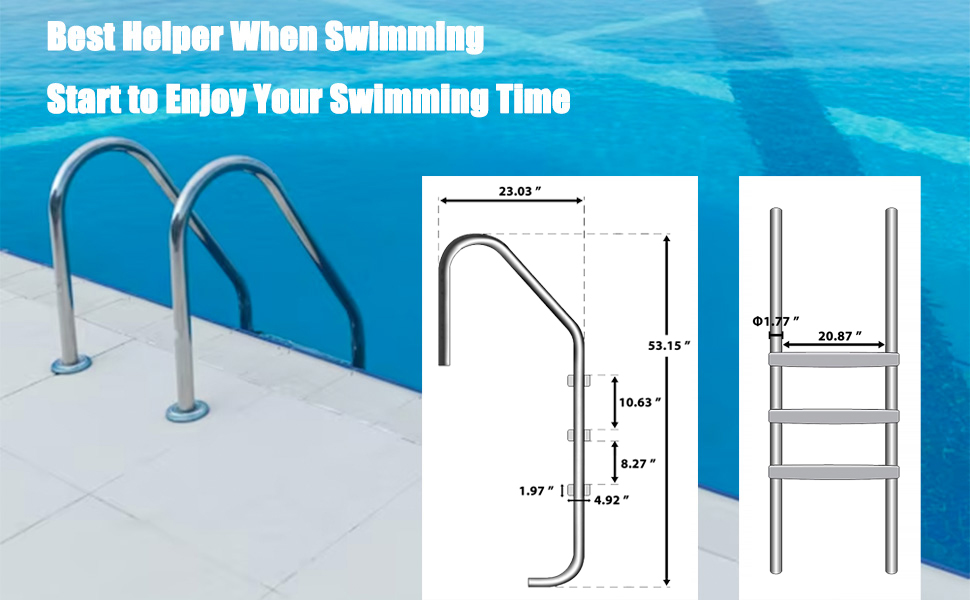 Amazon.com : Swimming Pool Ladder, Stainless Steel Pool Steps for Inground Pools, 3 Step Non ...