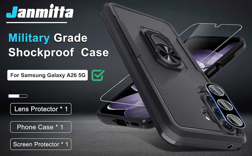 Amazon.com: Janmitta Compatible with Samsung Galaxy A26 5G Case with Screen Protector+Camera ...